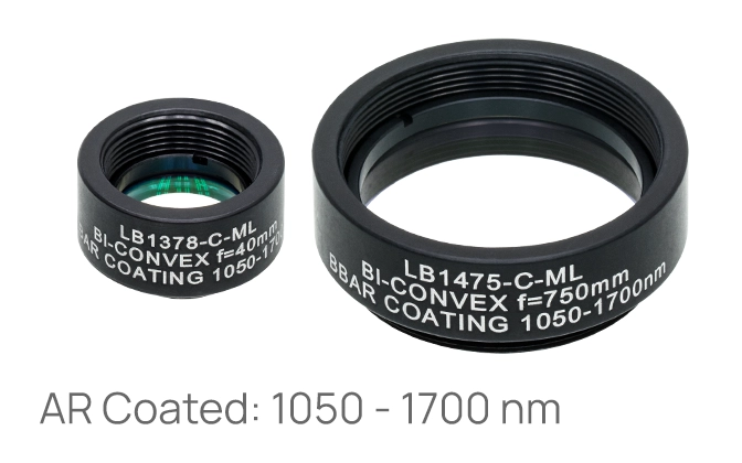 Thorlabs · Mounted N-BK7 Bi-Convex Lenses (AR Coating: 1050 - 1700 nm)