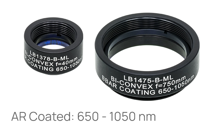 Thorlabs · Mounted N-BK7 Bi-Convex Lenses (AR Coating: 650 - 1050 nm)