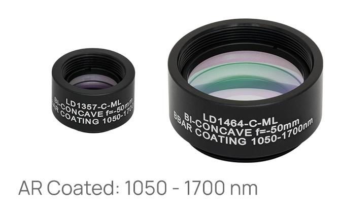 Thorlabs · Mounted N-BK7 Bi-Concave Lenses, AR Coating 1050 - 1700 nm