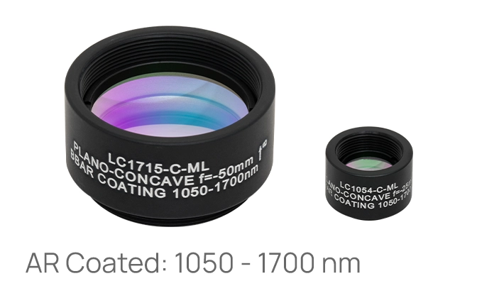 Thorlabs · Mounted N-BK7 Plano-Concave Lenses, AR Coating 1050 - 1700 nm
