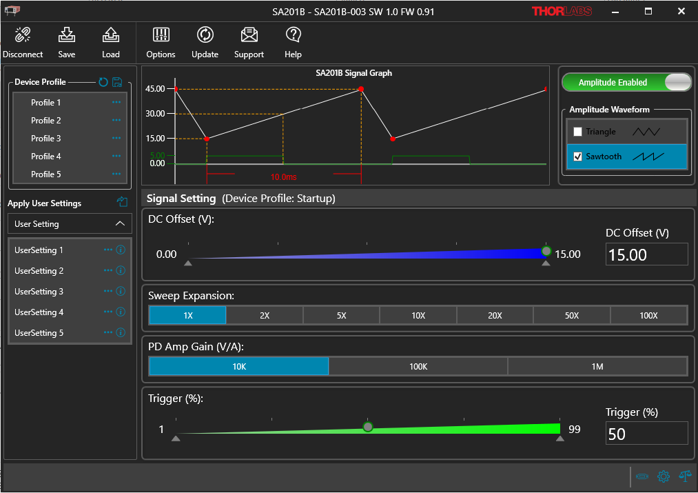 Thorlabs · Scanning Fabry-Perot Controller Software