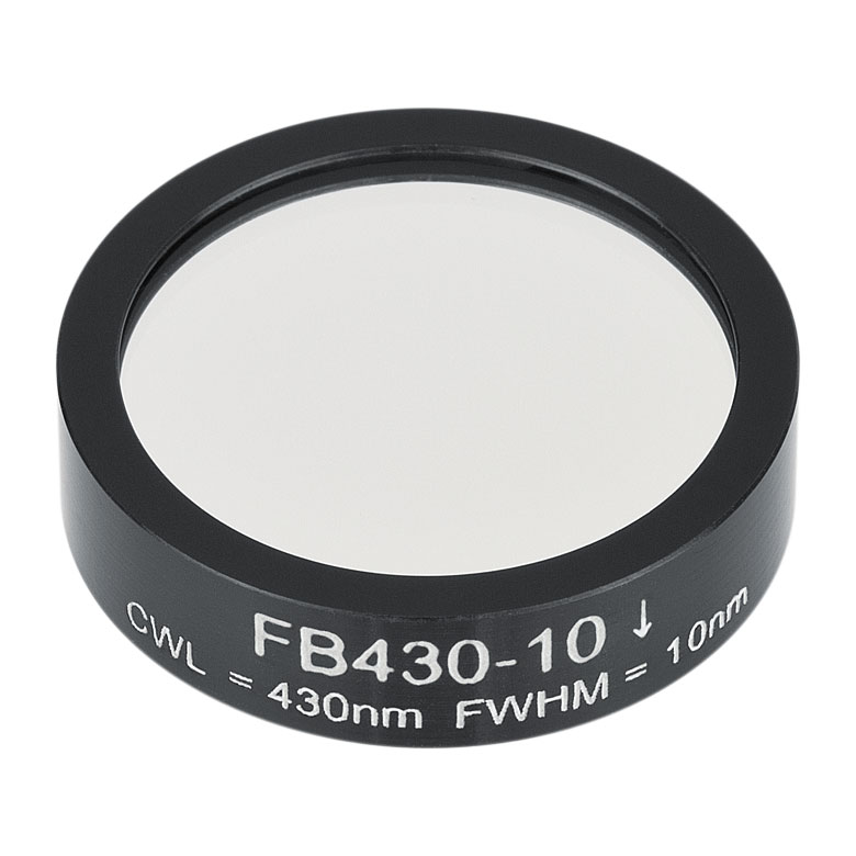 Thorlabs · FB430-10 Ø1英寸带通滤光片，CWL=430± 2 nm，FWHM=10 ± 2 nm